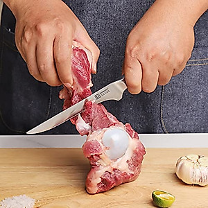 KEEMAKE Kitchen Knife Set Without Block, Professional Sharp Chef Knife Set with German 4116 Stainless Steel Cooking Knives Set for Kitchen with Ergonomic Black Handle, 6 Piece in Gift Box