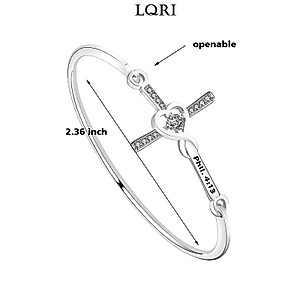 LQRI Christian Cross Bracelet Philippians 4:13 gift Bible Verses Gift God Cross Bangle Religious Gift For Women (B-Phil 4:13)