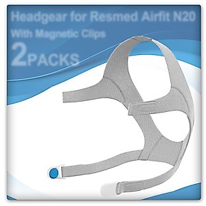 2 Packs Replacement Head Strap Compatible with Airfit N20, Head Strap with Clips for N20, Including 2PCS Straps and 4PCS Clips,Great Value Supplies by Medihealer.