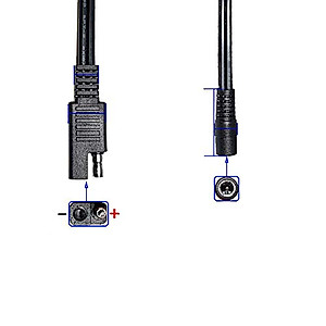 Carkio SAE to Female DC Connectors, 2Pcs 30CM Black 5.5mm x 2.1mm 18AWG Converter Adapters Cables for Solar Battery Panels Connect Cables