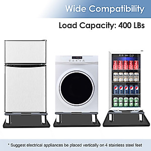 Mini Fridge Stand with Silicone Mat, Universal Stand Base Adjustable Refrigerator Stand with 4 Sturdy Feet, 24''x 24'' Mini Fridge Drip Pan Protect From Appliance Leaks for Fridge, Washer, Dryer