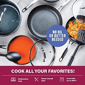 Granitestone Stackable Pots and Pans Set Nonstick, 10 Piece Space Saving Complete Kitchen Cookware Set with Ultra Nonstick Mineral & Diamond Coating, Oven & Dishwasher Safe, Healthy & Toxin Free-Black