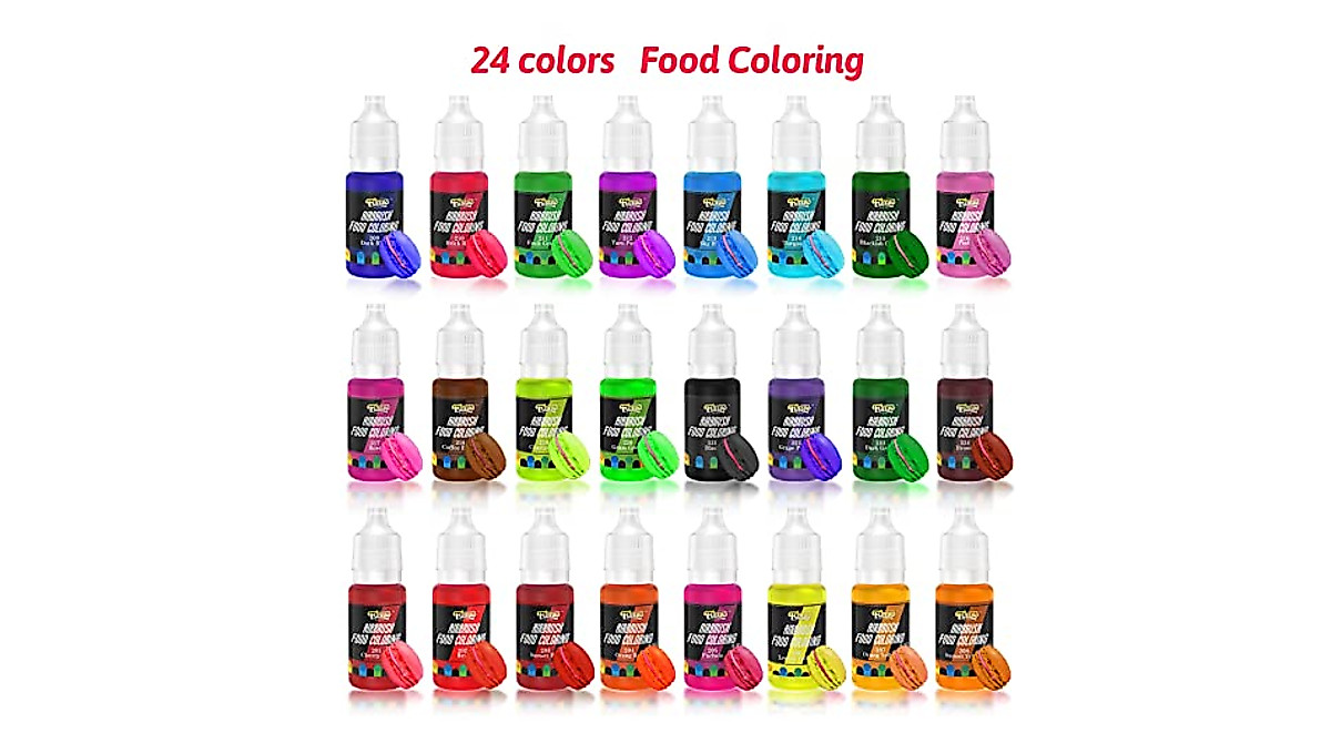 Airbrush Food Coloring Kit - 24 Vivid Colors for Cake Decorating