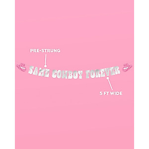 xo, Fetti Same Cowboy Forever Banner - Iridescent, 5 Ft. | Bachelorette Party Decorations, Fun Western Bach Backdrop, Rodeo Banner, Gag Gift