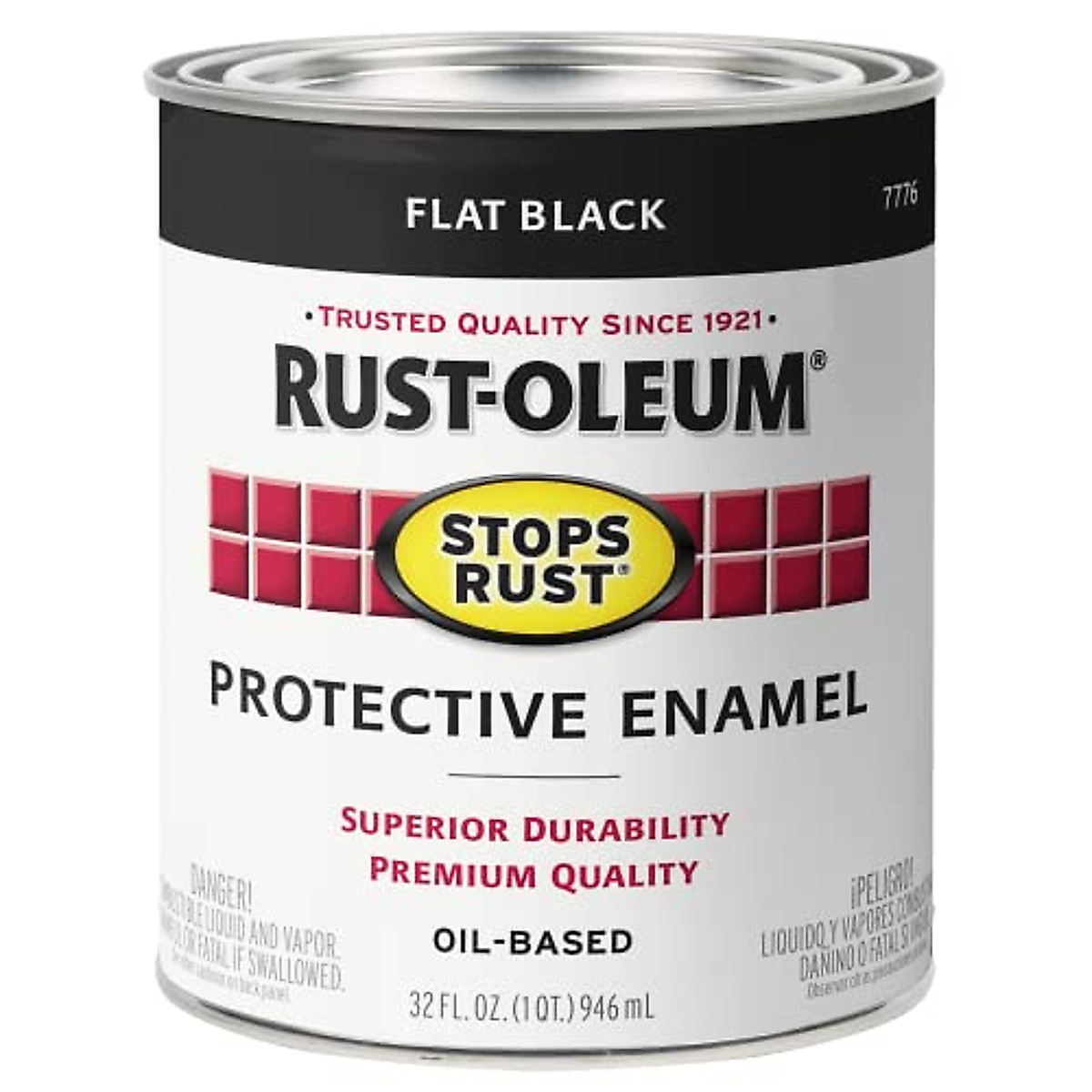 Rust-Oleum 7776502 Protective Enamel Paint Stops Rust, 32-Ounce, Flat Black