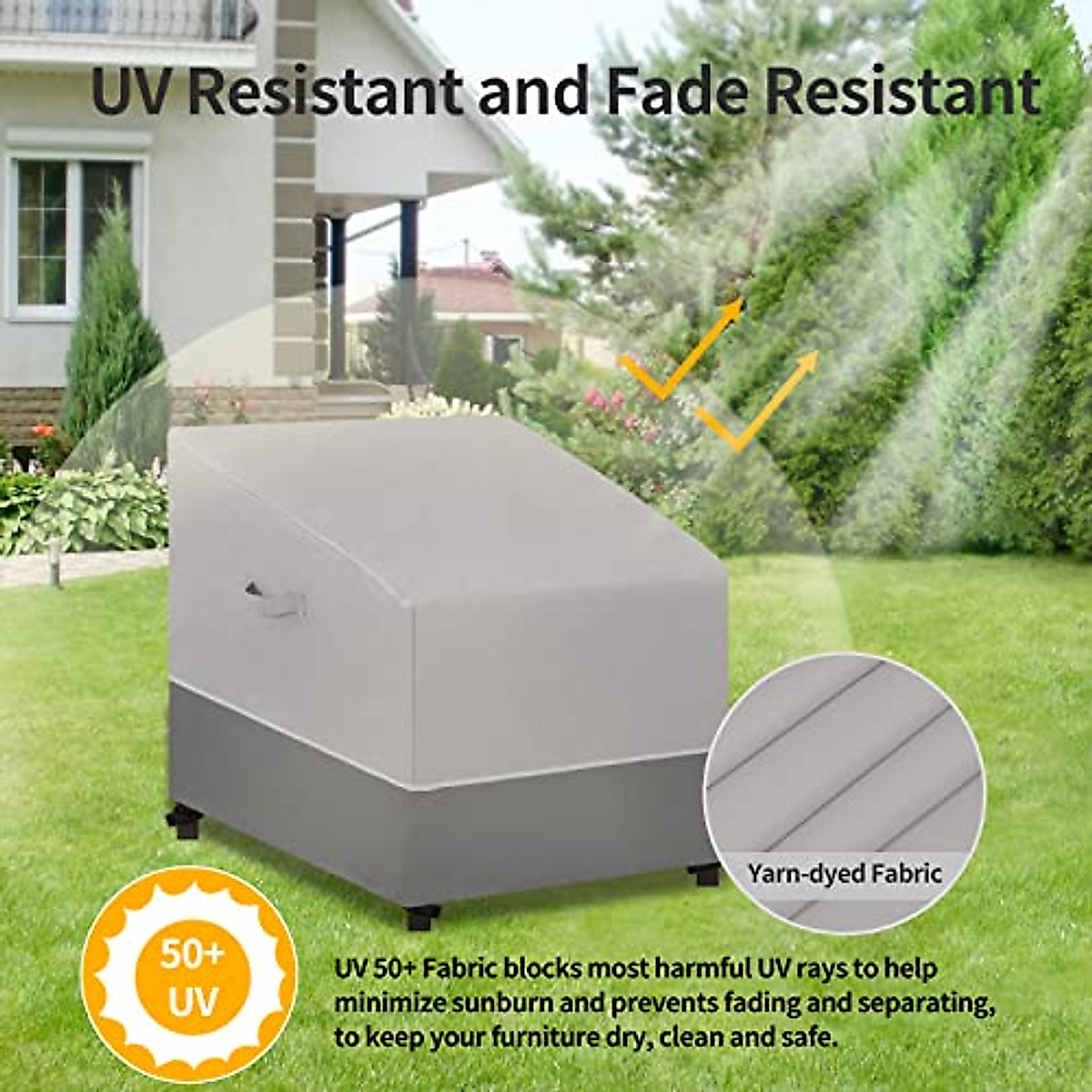 Easy-Going Patio Chair Cover UV Resistant Outdoor Chair Cover Bicolor Waterproof Outdoor Furniture Cover with Reflective Hemming (2 Pack-35Wx38Dx31H inch, Gray/Dark Gray)