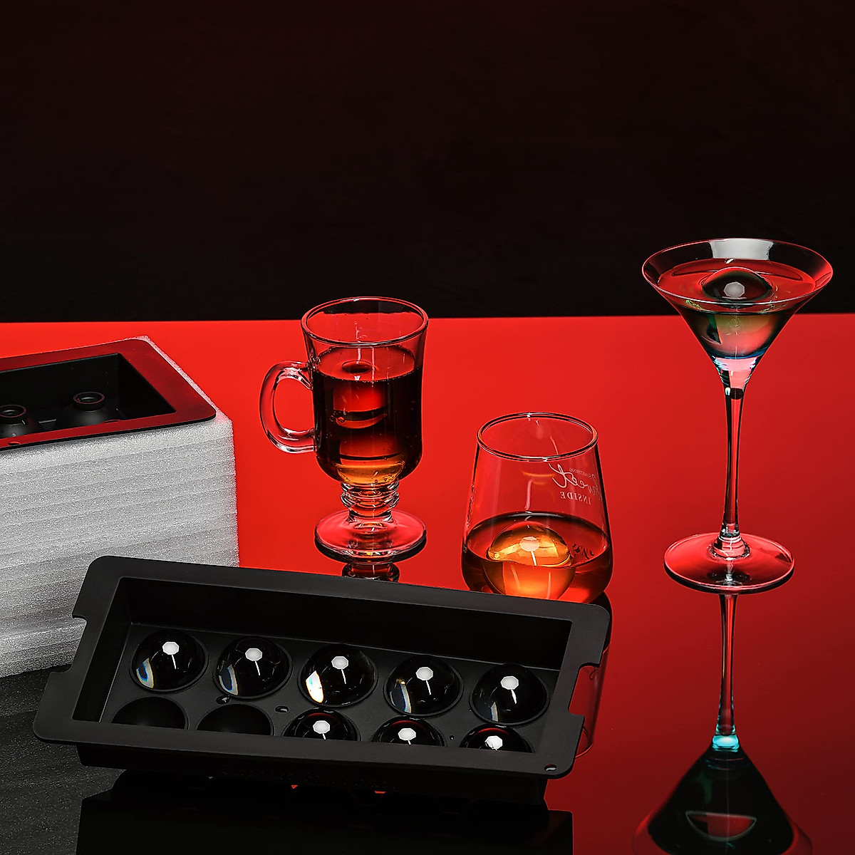 Sphere Clear Ice Cube Tray - Crystal Clear 1.7 Inch Ice Ball Maker,10 Silicone Round Ice Cubes Mold for Whiskey and Cocktail