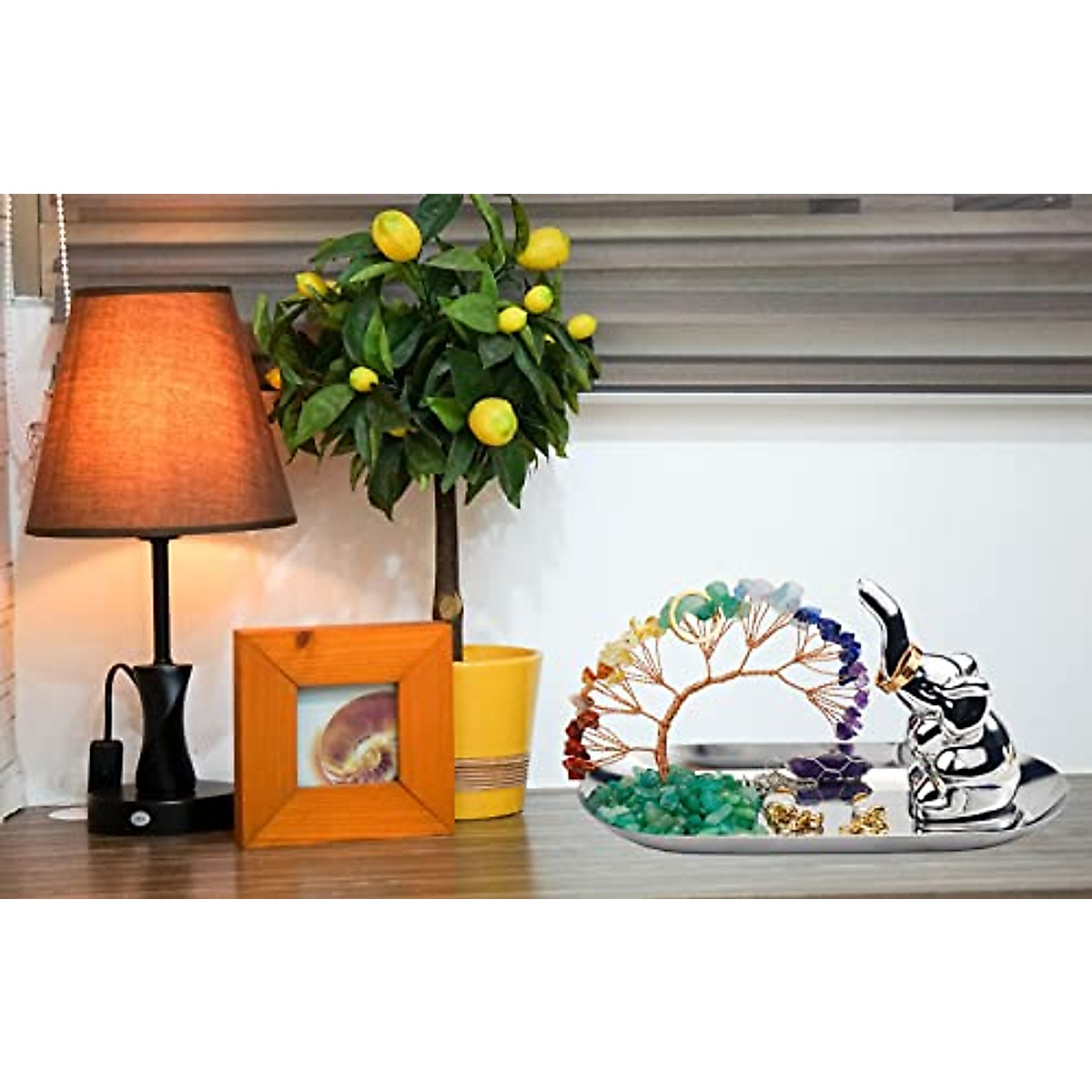 Carselage Elephant Ring Holder for Jewelry, Elephant Gifts for Women, Chakra Crystal Tree Ring Dish Earrings Box Organizer Trinket Tray, Living Room Bathroom Home Decoration, Mothers Day Mom Gifts