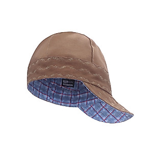 BOCOMAL Welding Cap HRC2 Flame Resistant 10OZ Durable Cotton Duck 2 Sided 6 Pannel Welder Hats 7 1/4 Brown