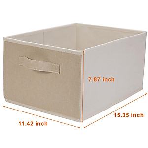 JAKAGO Fabric Storage Bins set of 4 Storage Baskets with Handle Foldable Closet Organizer for Clothes Towel Toys Books Collapsible Clothing Container for Shelves Bedroom Playroom (High-Beige)