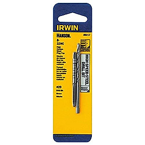 IRWIN Drill And Tap Set, 8 - 32 NC Tap and No. 29 Drill Bit (80217)