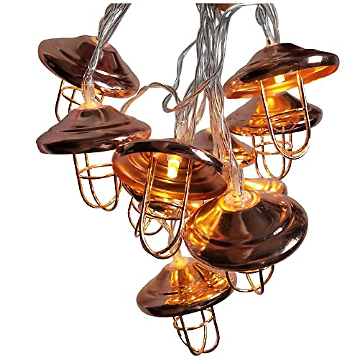 Fairy Lights 9.84Ft 20LED Lampshade Industrial Style Rose Gold Geometric String Lights for Bedroom, Christmas, Parties, Wedding, Centerpiece, Decoration