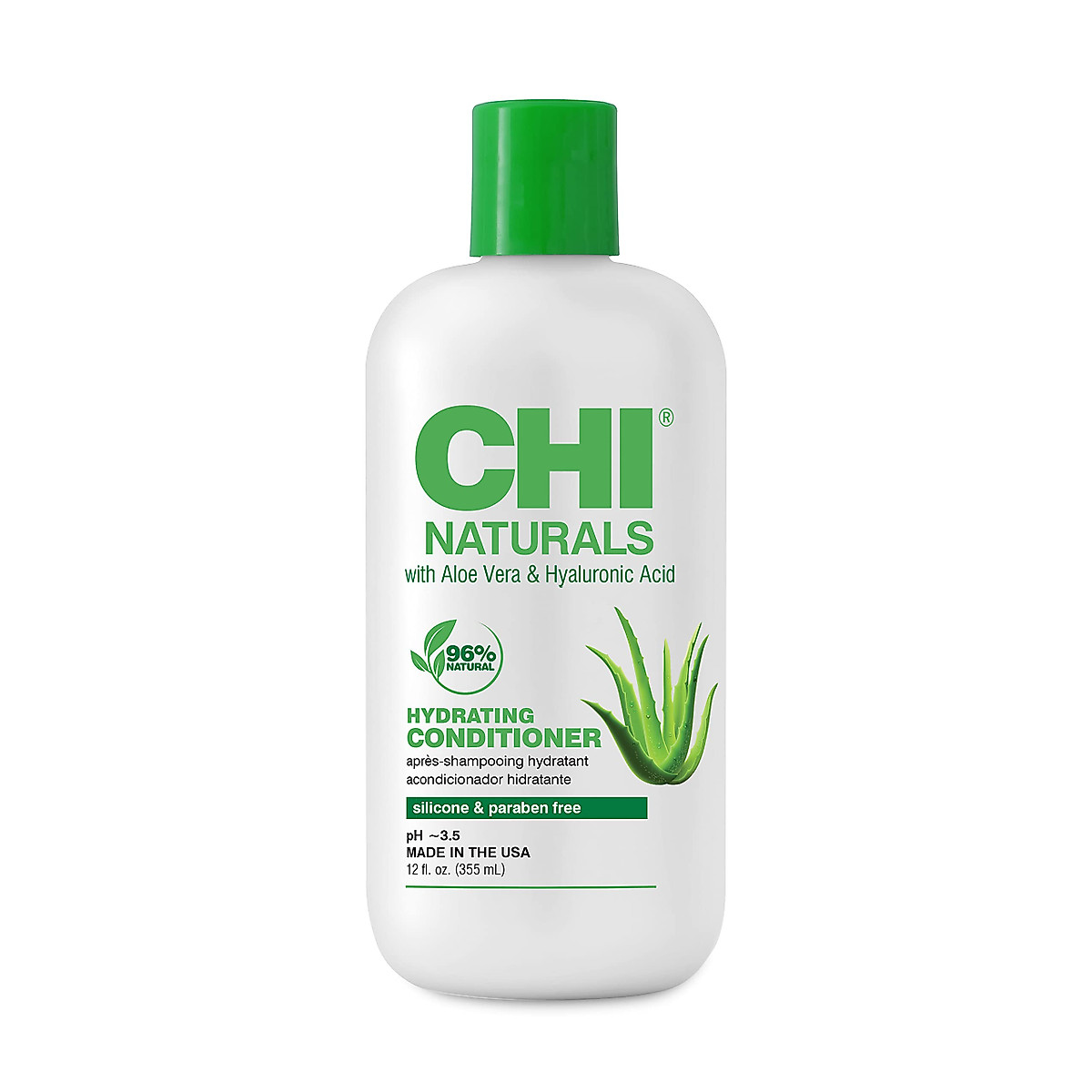 CHI Naturals with Aloe Vera Hydrating Conditioner, Strengthens Hair To Protect Against Split Ends & Breakage, Sulfate, Paraben, & Cruelty-Free, 12 Oz