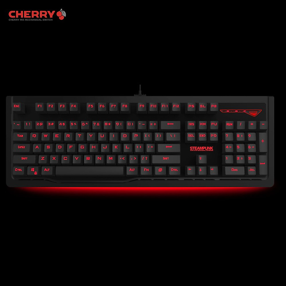 1STPLAYER Steampunk Mechanical Gaming Keyboard, Cherry MX Red Switches, Backlit Red LED, 104 Keys Full Size