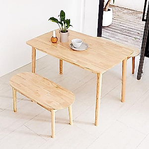 Livinia Aslan 35" Malaysian Oak Round Wooden Dining Bench/Solid Wood Bedroom Entry Way Kitchen Corridor Bench (Natural Oak)
