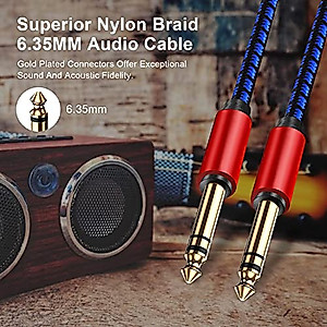 NC XQIN TRS Cable 1/4 to 1/4 Audio Cable,Quarter Inch Cable 1/4 inch Cable Balanced Stereo Audio Cable Nylon Braid - 12FT