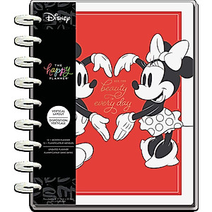The Happy Planner Classic Sized Undated 12 Month - Disney Mickey & Minnie Mouse Everyday Beauty - Undated - Vertical Layout - Weekly & Monthly Disc Bound Pages - 7" x 9.25"