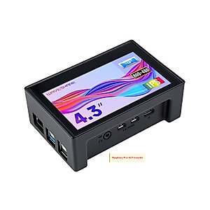 Waveshare 4.3inch Capacitive Touch Display Compatible with Raspberry Pi 4B Comes with Protection Case 800×480 Resolution IPS Wide Angle MIPI DSI Interface