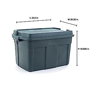 Rubbermaid ECOSense High-Top Storage Containers with Lids, 37 Gal (Pack of 3), Durable and Reusable Stackable Storage Bins for Garage or Home Organization, Made From Recycled Materials, Hunter Green