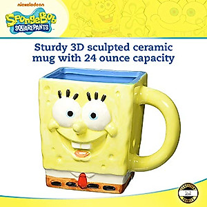 Silver Buffalo SpongeBob SquarePants 3D Sculpted Ceramic Mug, 20 Ounces
