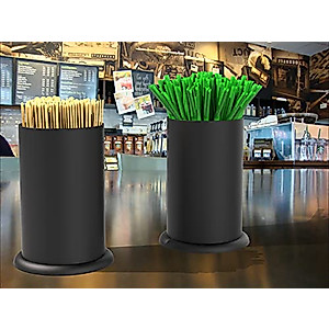 MyLifeUNIT Straw Holder Dispenser, Stainless Steel Kitchen Utensil Organizer 6.7" x 4.9", Black