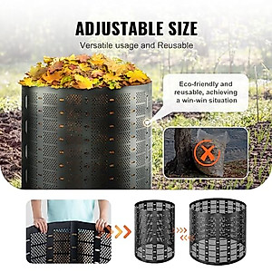 VEVOR Compost Bin 220 Gallon, Outdoor Expandable Composter, Easy to Setup & Large Capacity Composting Bin, Fast Creation of Fertile Soil