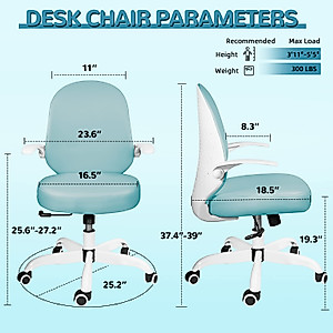 SeekFancy Kids Desk Chair Pego300, Blue Study for Boys Girls with Eggshell Design Backrest, Ergonomic Growing Teen Office Flip up Arms and Wheels, Pu Leather Task Chair…