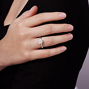 Amazon Essentials Platinum-Plated Sterling Silver Solitaire Ring set with Round Infinite Elements Cubic Zirconia (2 cttw), Size 6 (previously Amazon Collection)