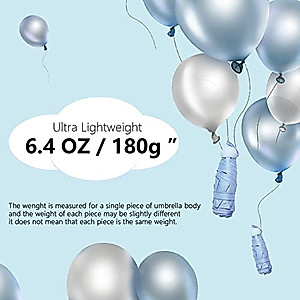 ALFROTEY Mini Folding Travel Umbrella for Rain with Anti-UV Protection Lightweight Small Compact Umbrella for Backpack and Purse Ideal Travel Umbrella for Women and Girls (Light Blue, S)