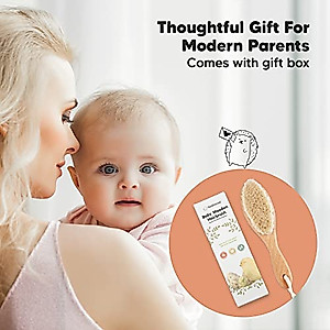 Baby Hair Brush - Baby Brush with Soft Goat Bristles - Cradle Cap Brush - Perfect Scalp Grooming Product for Infant, Toddler, Kids (Walnut, Oval)