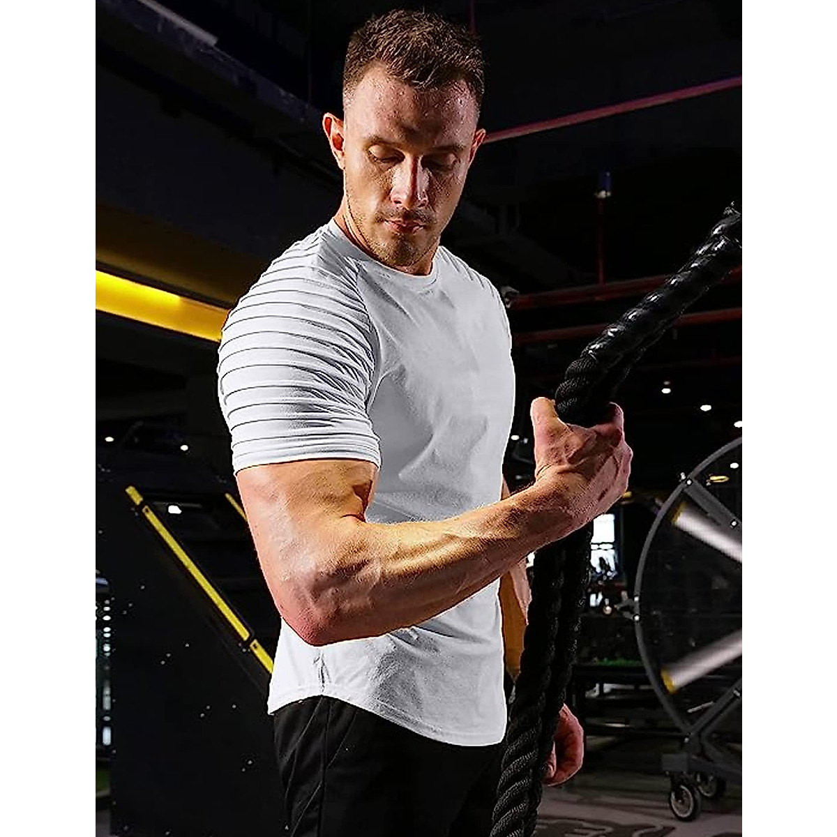 Liberty Imports 3 Pack: Men's Muscle T-Shirt Pleated Raglan Bodybuilding Gym Tee Short Sleeve Fashion Workout Hipster Shirts (Gray/Black/Navy, XX-Large)