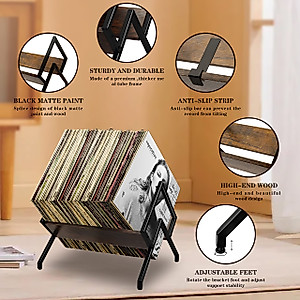 WonYins Vinyl Record Storage Holder, Holds 85-110 Vinyl Records, Magazine Holder, Vinyl Records Albums Vinyl Record Storage Rack Black