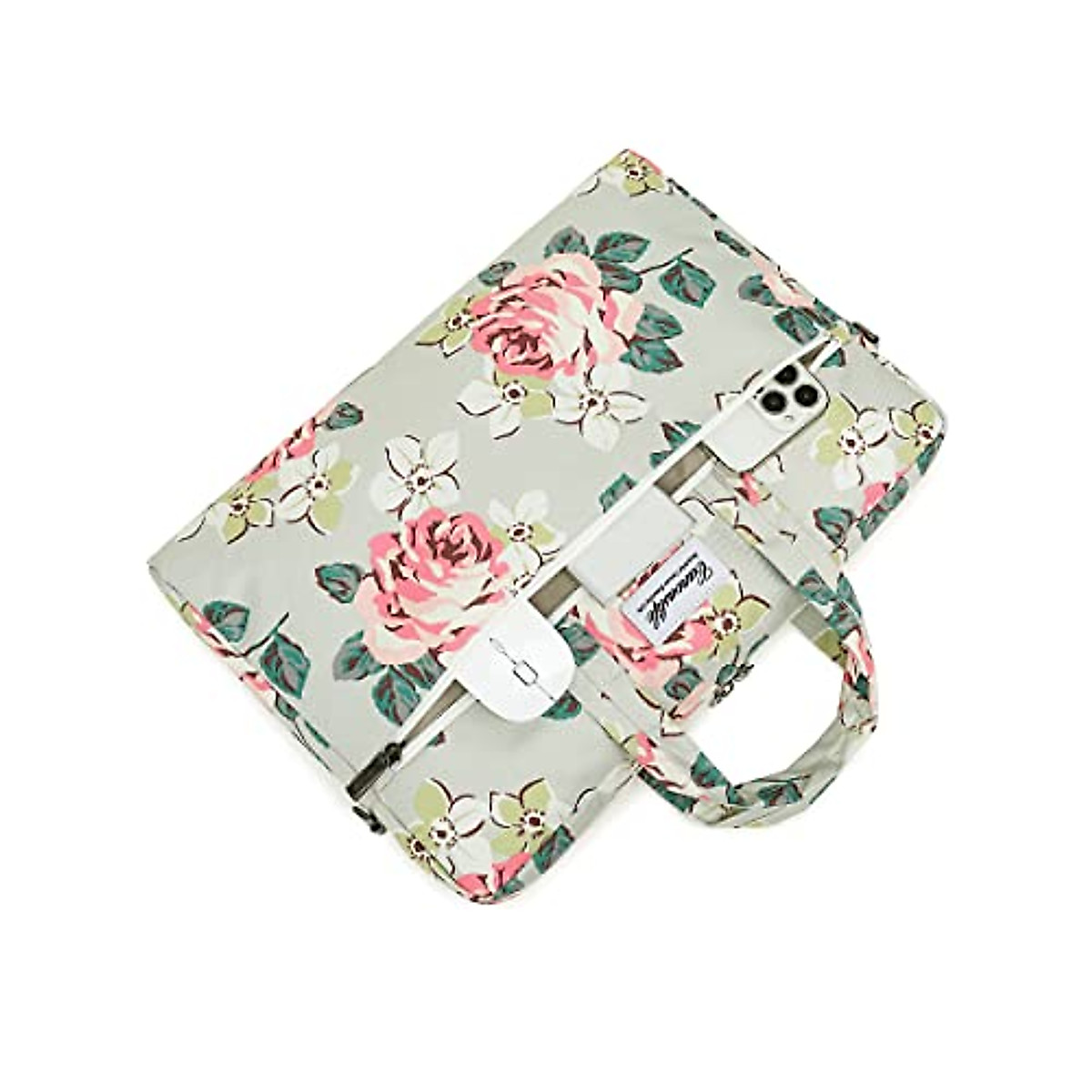 canvaslife Pattern 15 inch Canvas Waterproof Laptop Shoulder Messenger Bag for 14 inch to15.6 inch Laptop 15 Laptop Case (Pink rose)