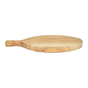 Creative Co-Op DF3134 Round Acacia Wood Cheese Handle Cutting Board, 10.25", Brown
