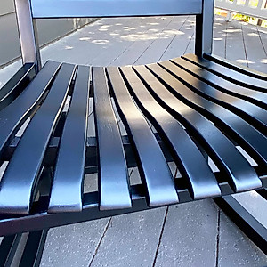 Frontera Timeless Outdoor/Indoor Rocking Chair, Eucalyptus Wood in Black Finish, Americana Resort Rocker