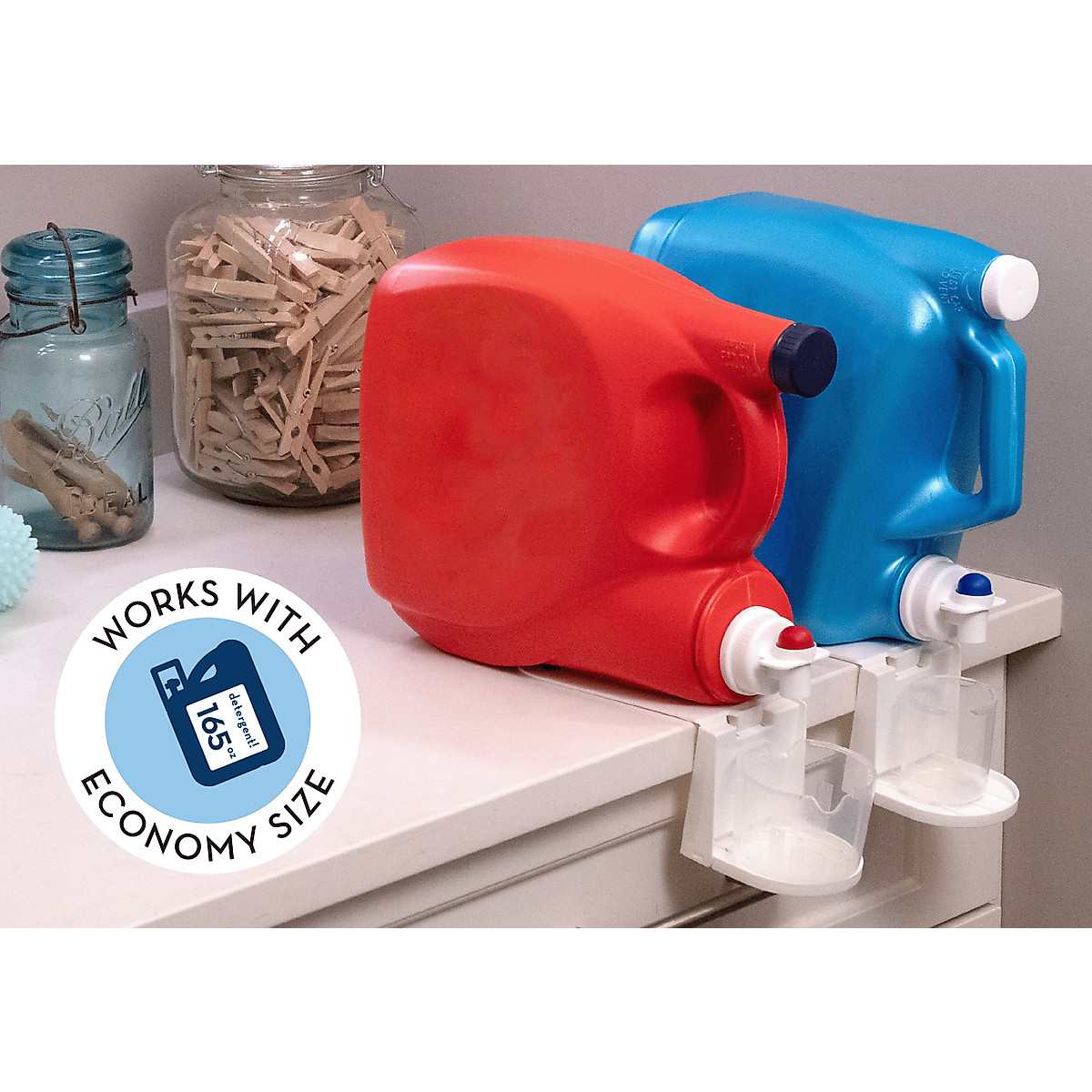 S&T INC. Laundry Detergent Cup Holder, Drip Tray Catcher for Laundry Detergent and Fabric Softener, Laundry Organizer, 2pk, White