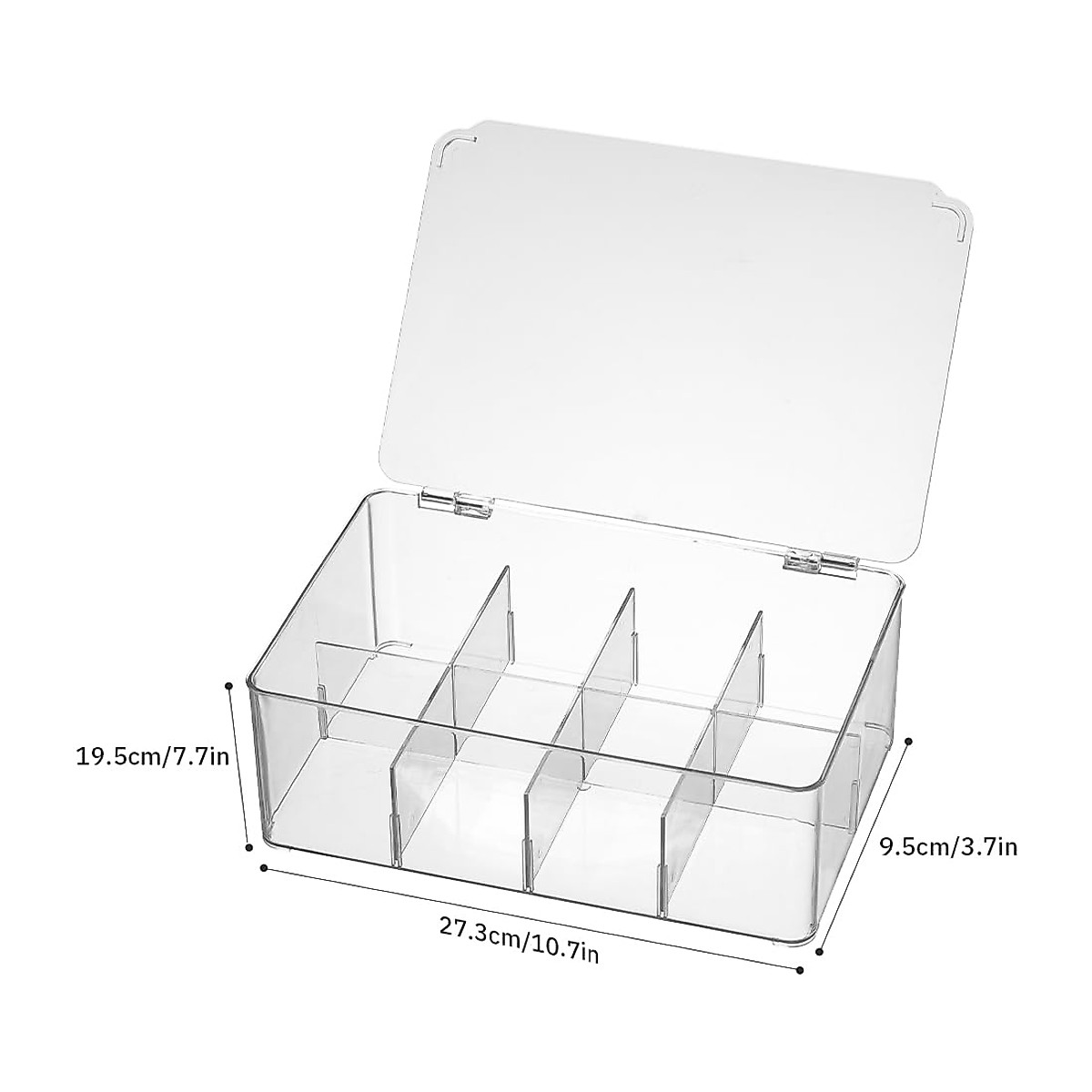 Naivees Clear Divided Storage Organizer Container Box with Lid Removable Divided Storage Medicine and Tea Bag Box Dresser Organizers Plastic Storage Bins for Cosmetics,Crafts,Coffee Pods (2)