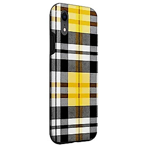 iPhone XR Yellow Black Tartan Plaid Pattern 80s Design Case
