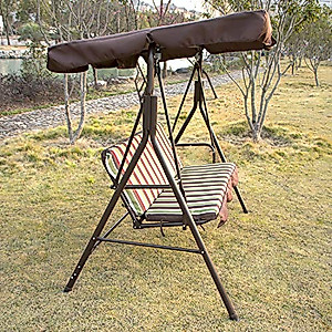 Walsport Outdoor Swing Chairs for Adults Patio Swings with Canopy 3 Person Seating Chair Porch Swing with Stand and Chair Cushion Steel Frame Outdoor Glider Hammock Bench Swing Backyard Furniture