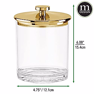 mDesign Airtight Apothecary Storage Organizer Canister Jars - Acrylic Containers for Kitchen, Organization Holder for Pantry, Counter, and Cupboards, Lumiere Collection, Set of 3, Clear/Soft Brass