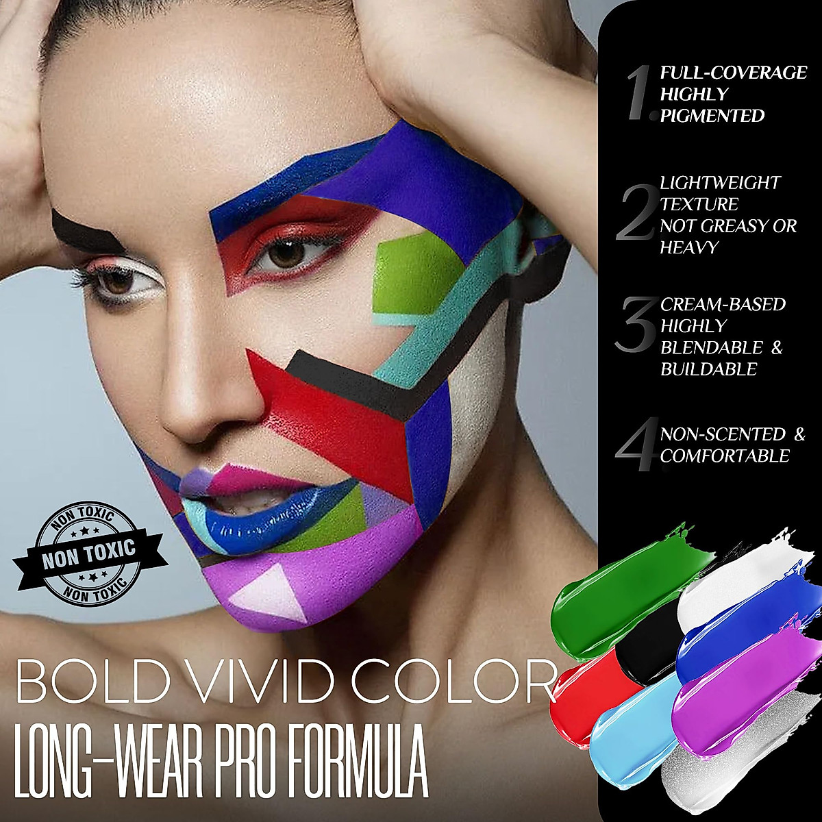 White Face Body Paint Stick, Eye Black Sticks for Sports, Non Toxic SFX Makeup For Ghost Skeleton Halloween Costume Cosplay (White)