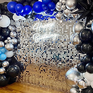 COKAOBE Silver Shimmer Wall Backdrop, 30PCS Square Sequin Shimmer Backdrop Panel, Sequin Backdrops for Birthday, Anniversary, Wedding, Graduation & Bachelorette Party Decoration