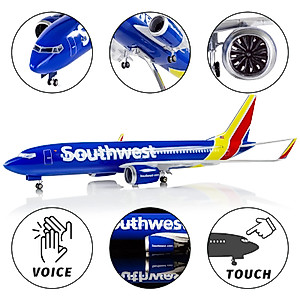 Lose Fun Park 1:80 Scale Large Model Airplane Southwest Airlines Boeing 737 Plane Models Diecast Airplanes with LED Light for Collection or Gift