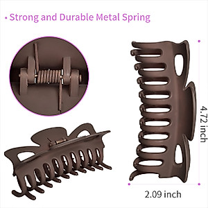 79Style Hair Clips for Women, 4.7 Inch Big Claw Clips for Thick Long Hair, Non-slip Durable Large Hair Clips, Extra Large Giant Hair Clamps, Strong Hold, 4 Pack (Brown)