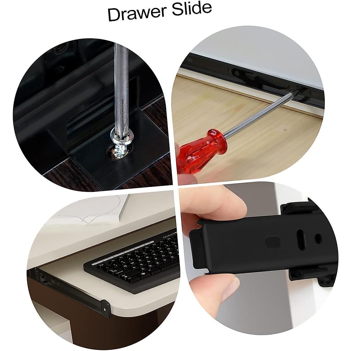 Drawer Glides,1 Pair Guide Furniture Slides Accessory Tray Drawers for Desk Keyboard Tray Slides Computer Drawer Tray Accessories Keyboard Tray Rails Keyboard Slide Drawer Slide Keyboard Tr