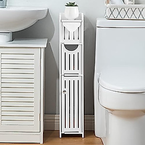 Bathroom Furniture Sets: Small Bathroom Storage Cabinet Great for Toilet Paper Holder,Toilet Paper Cabinet for Small Spaces,White Bathroom Organizer by AOJEZOR