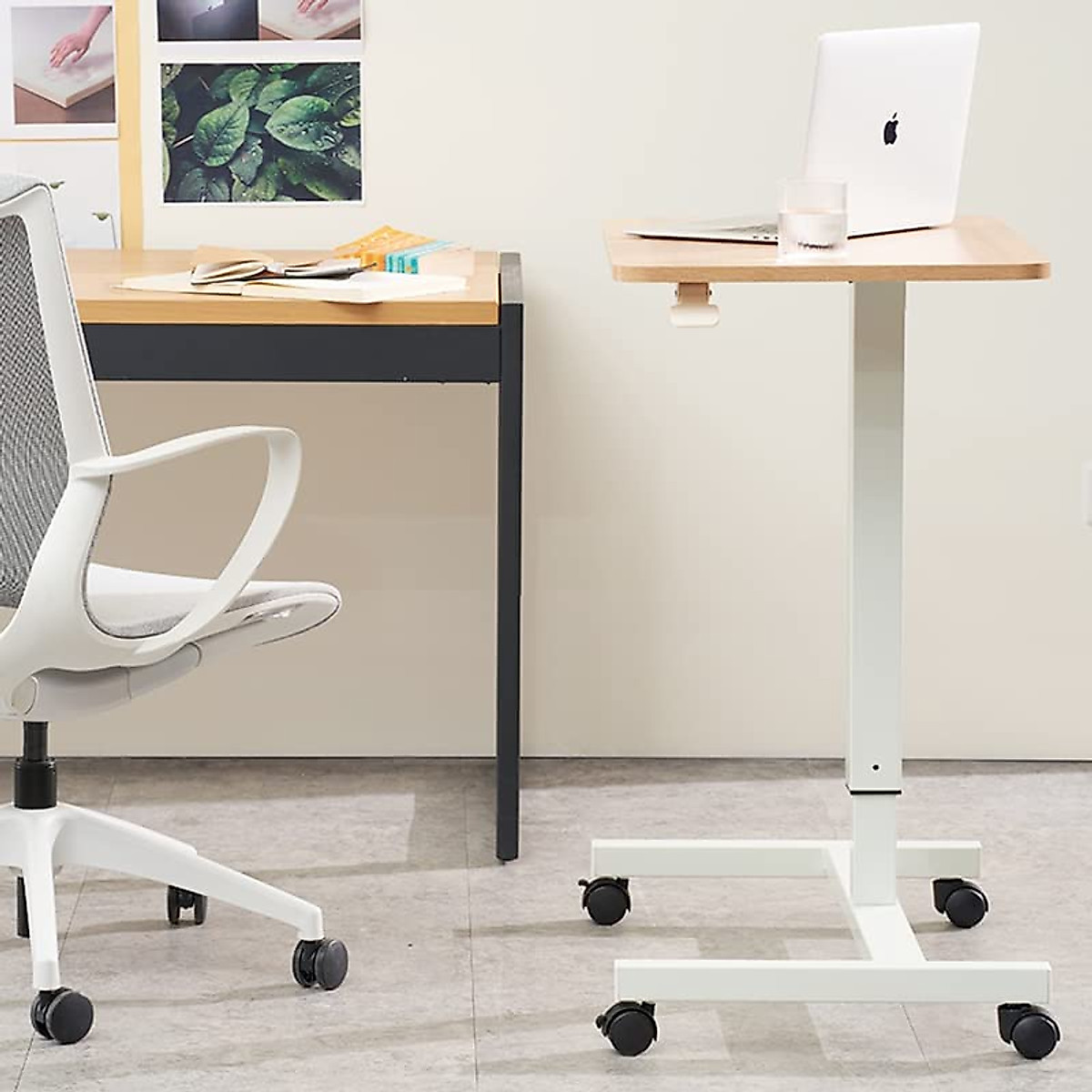 CLATINA Mobile Laptop Desk Pneumatic Sit to Stand Table Height ...