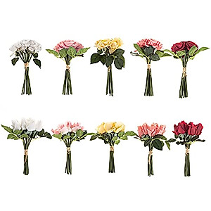 Pure Garden Rose Artificial Flowers - 24Pc Real Touch 11.5-Inch Fake Flower Set with Stems for Home Decor, Wedding, or Bridal/Baby Showers (Coral)