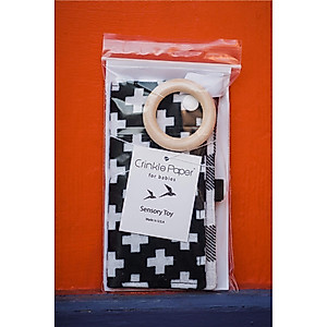 Crinkle Paper for Babies | Eco-Friendly Cotton Sensory & Soother Teether Toy | BPA Free, Organic Beeswax Sealed Wood9