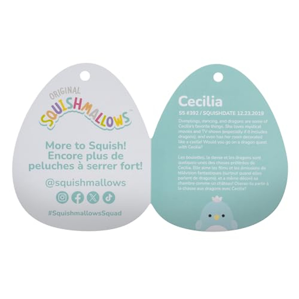 Squishmallows Original 5-Inch Cecilia Blue Swan with Silver Crown and Sparkle Belly - Official Jazwares Plush